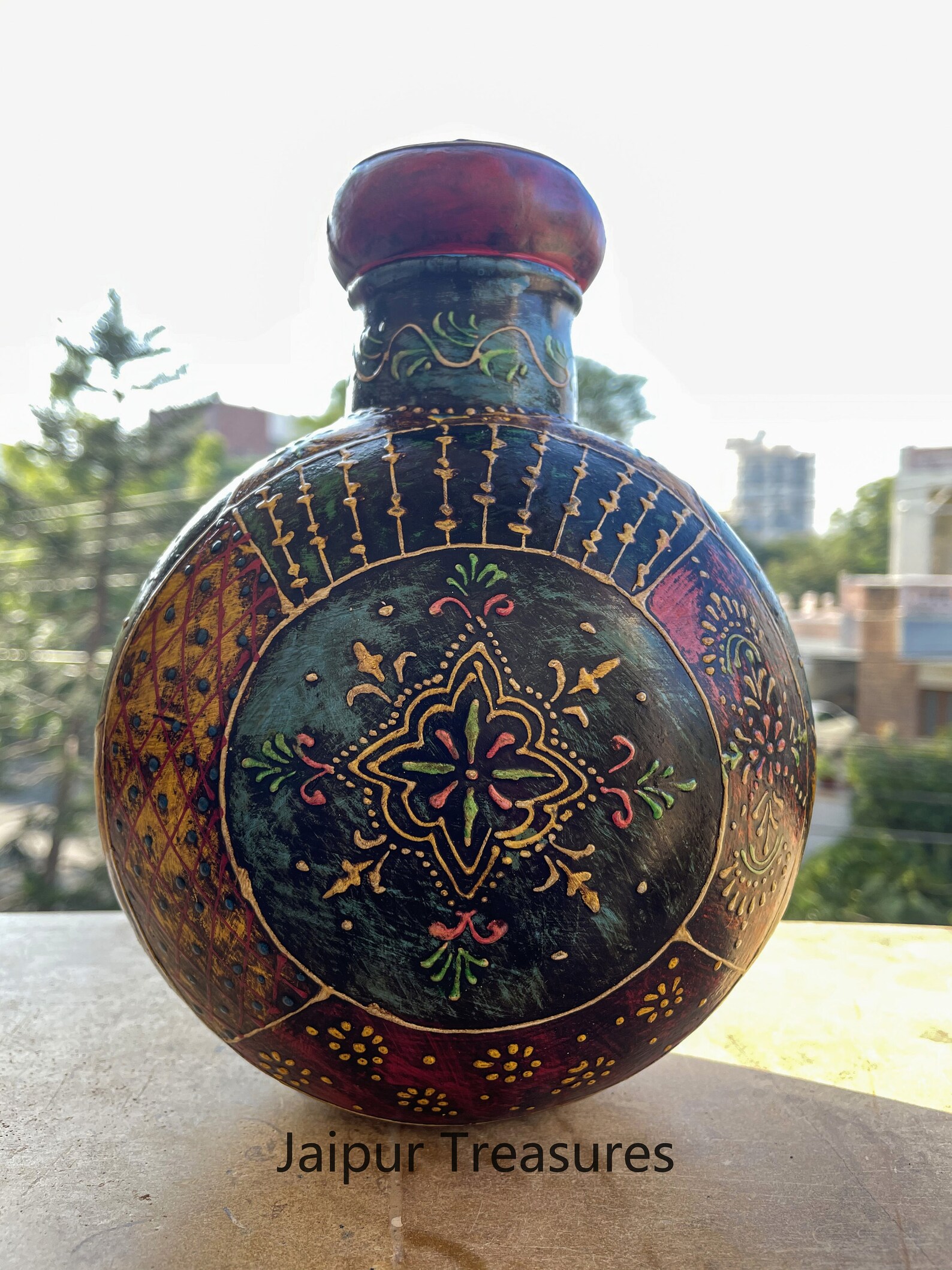 Metal Round Flower Pot Handi Vessel Flower Vase Indian | Etsy