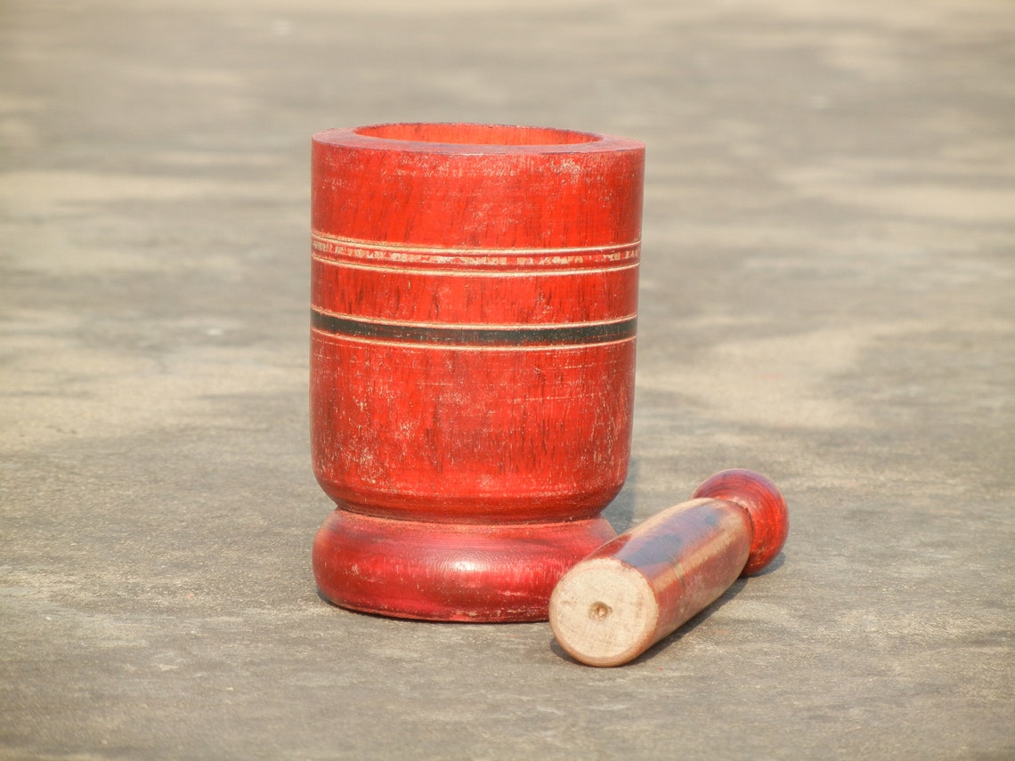 Vintage Old Wooden Mortar and Pestel, Okhal, Moosal, Moosali ...