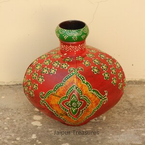 Metal Colorful Flower Pot, Handi, Vessel, Flower Vase, Hand Painted ...