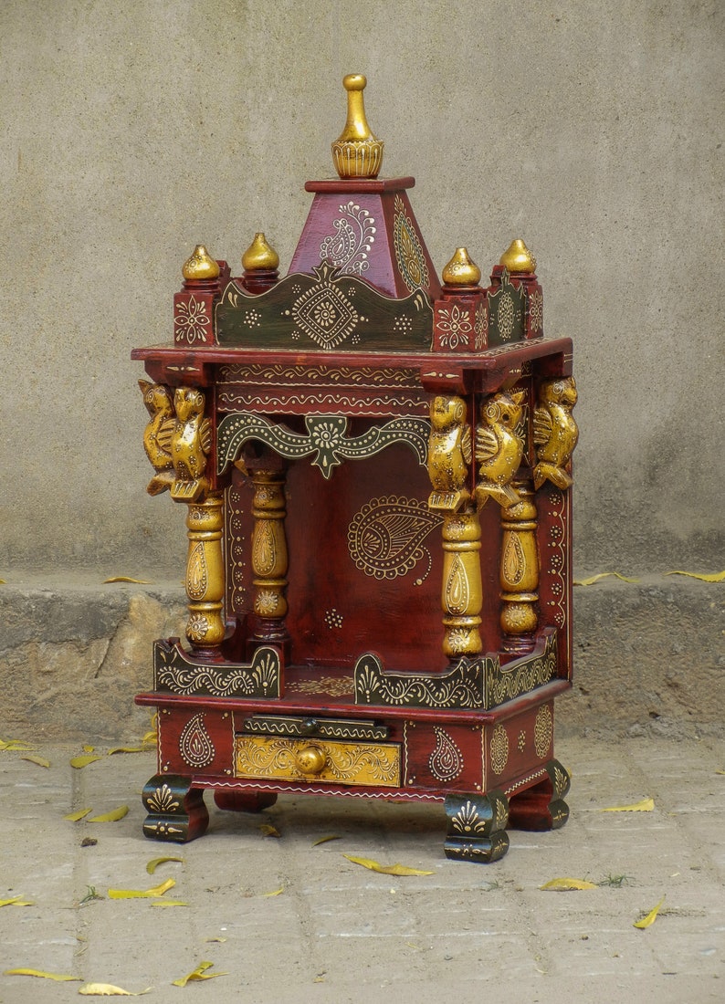 Wooden Temple, Mandir, Pooja Ghar, Mandapam for Worship, Handmade Hand ...