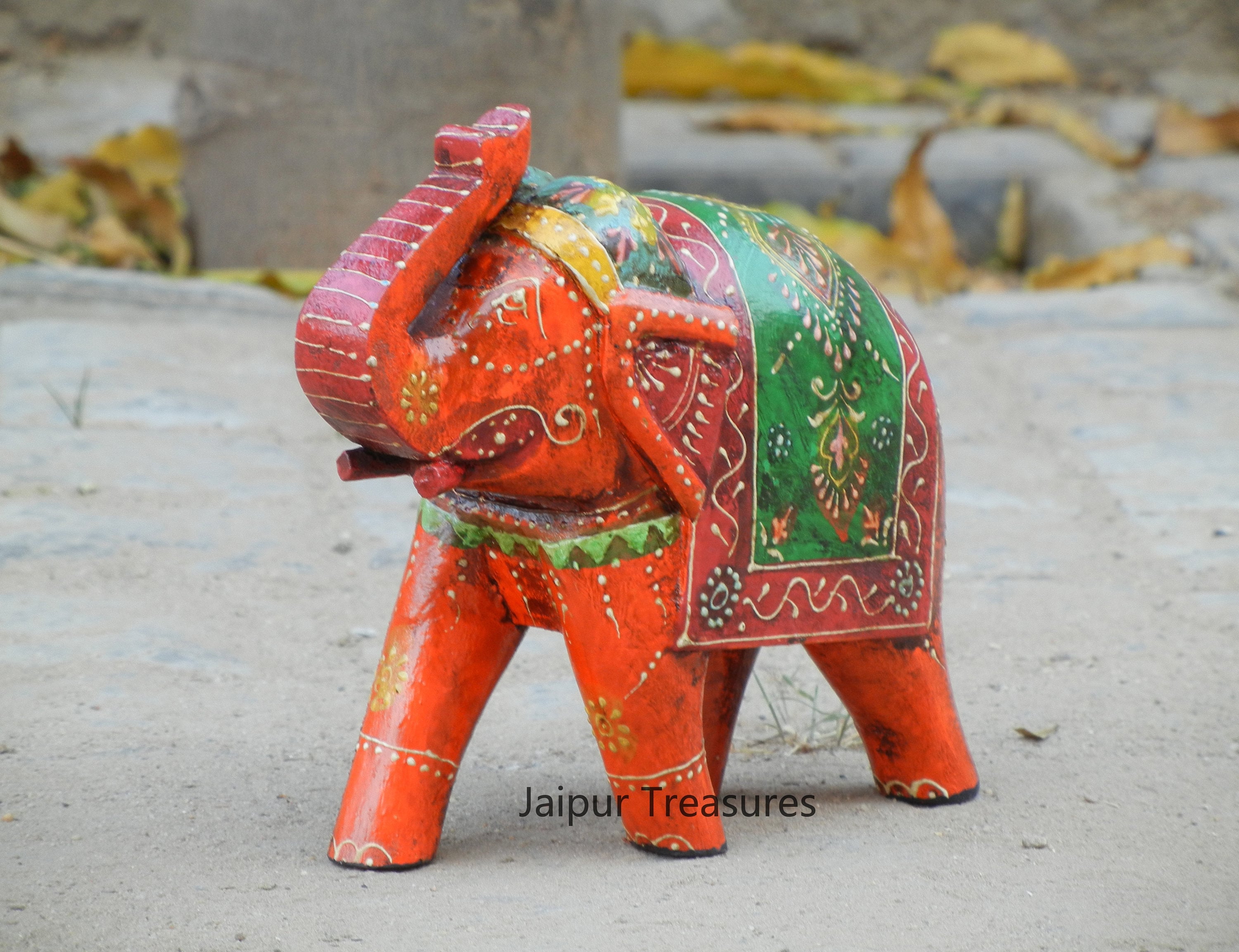 Wooden Colorful Elephant Statue Figure Showpiece Home - Etsy