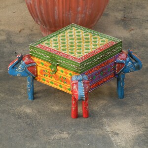 Wooden Four Elephant Box, Storage Box, Painted Jewelry Organiser, Desk ...