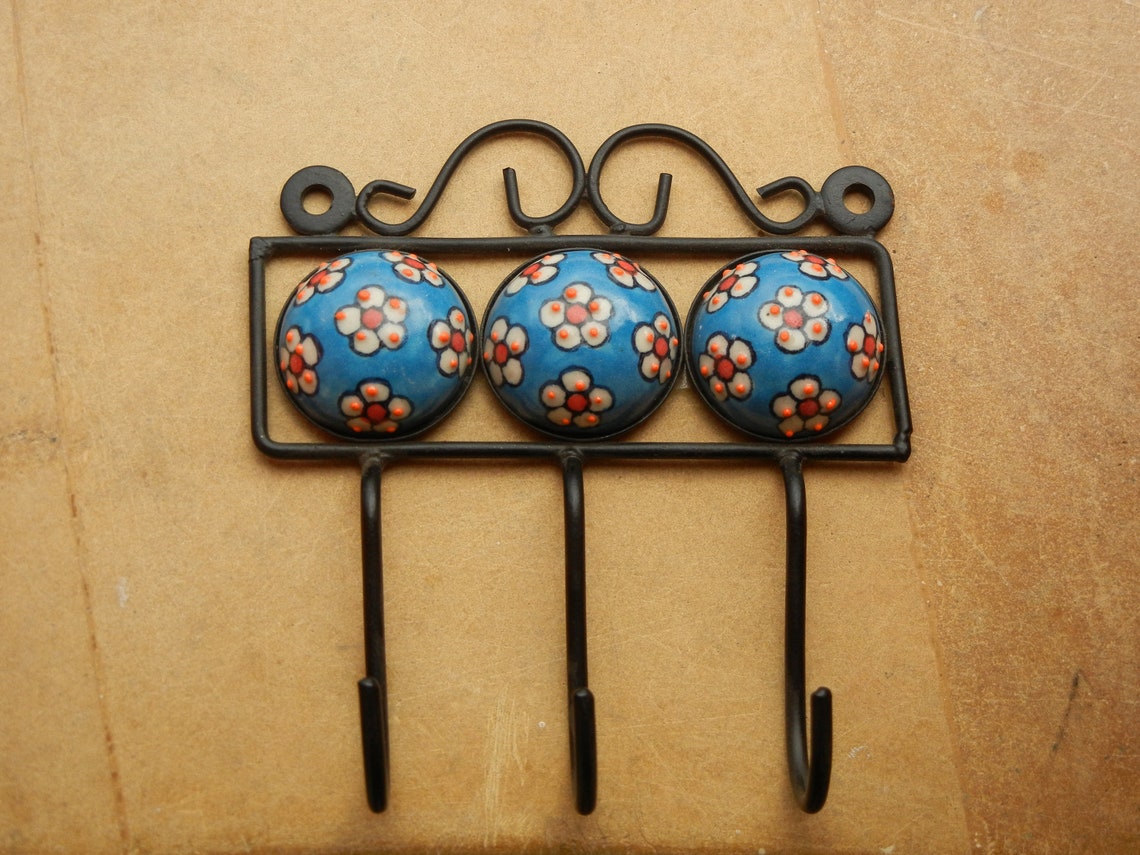 Ceramic Wall Hanger With 3 Hooks Decorative Hooks Coat | Etsy