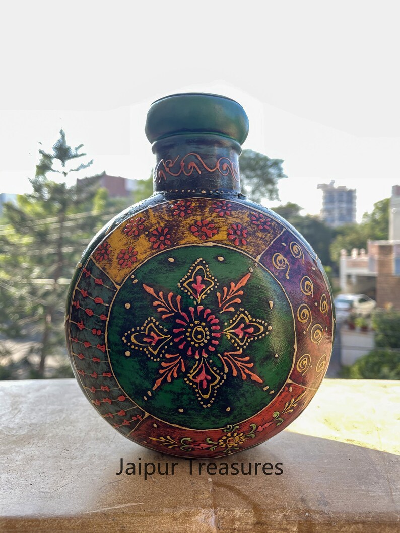 Metal Round Flower Pot Handi Vessel Flower Vase Indian - Etsy