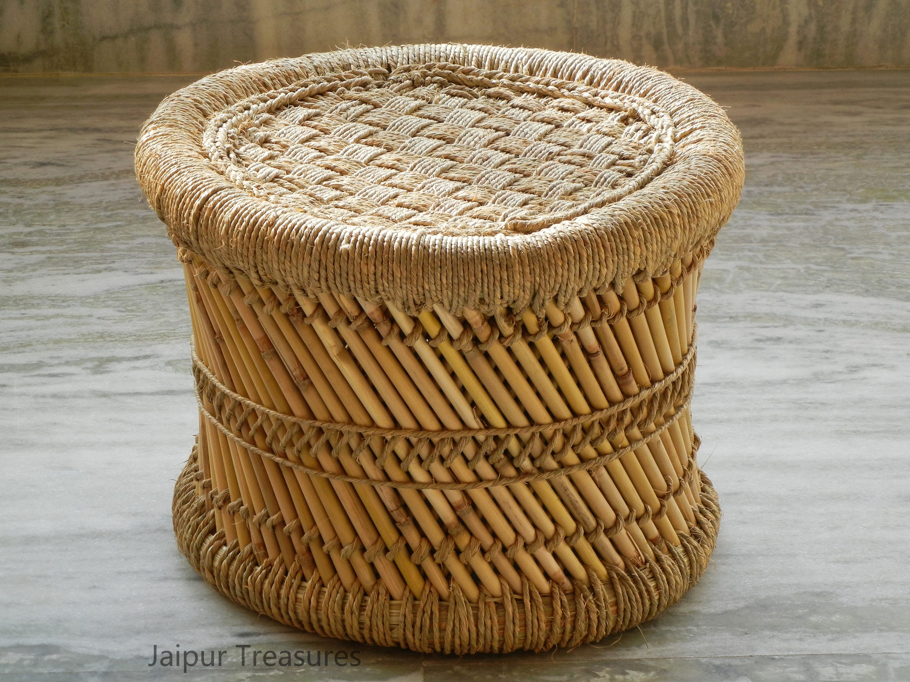 100% Natural Jute & Sarkanda Wood Pouffe Stool Footstool | Etsy