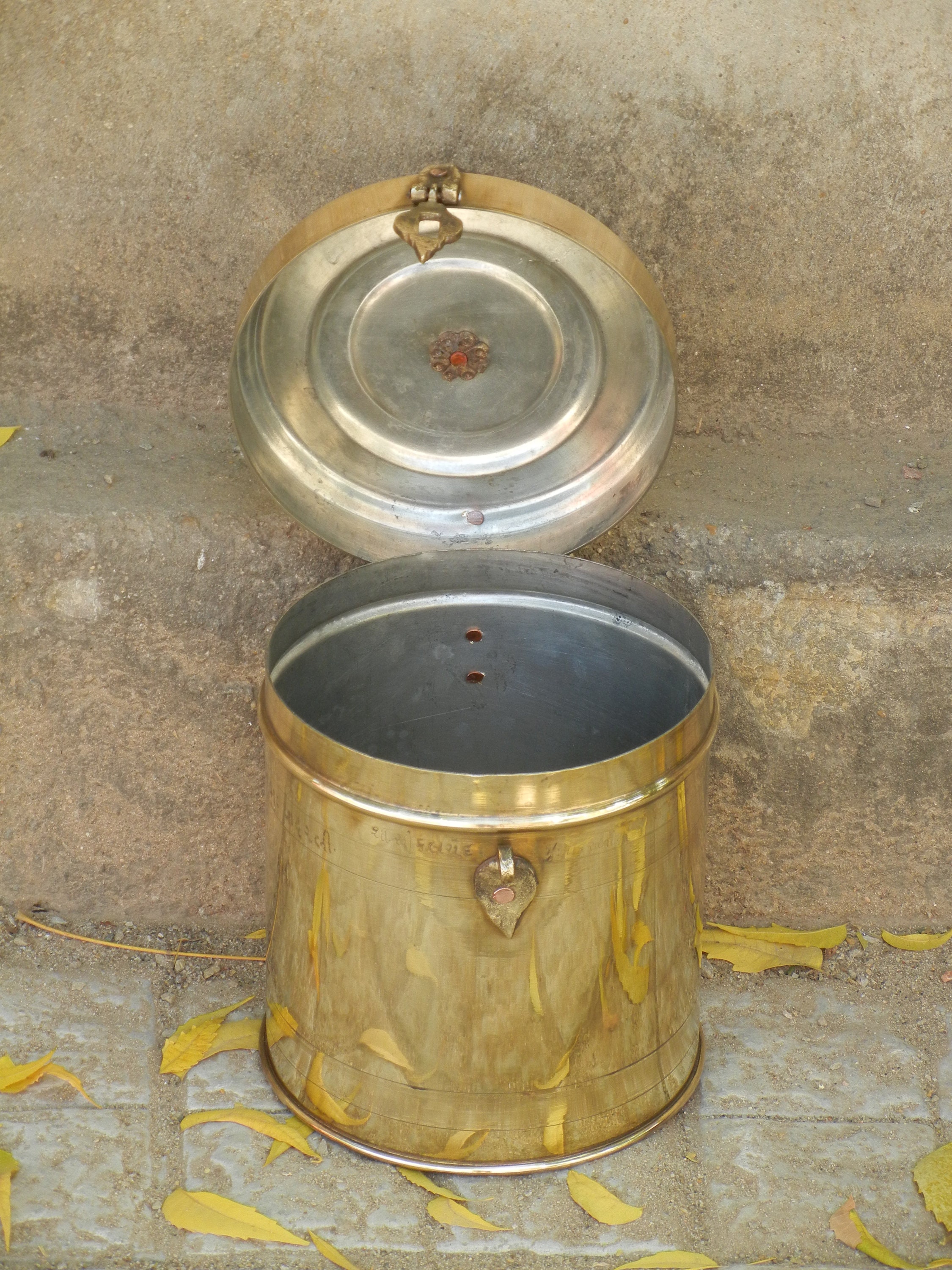 Vintage Old Indian Brass Jar, Container, Canister, Antique, Collectible ...