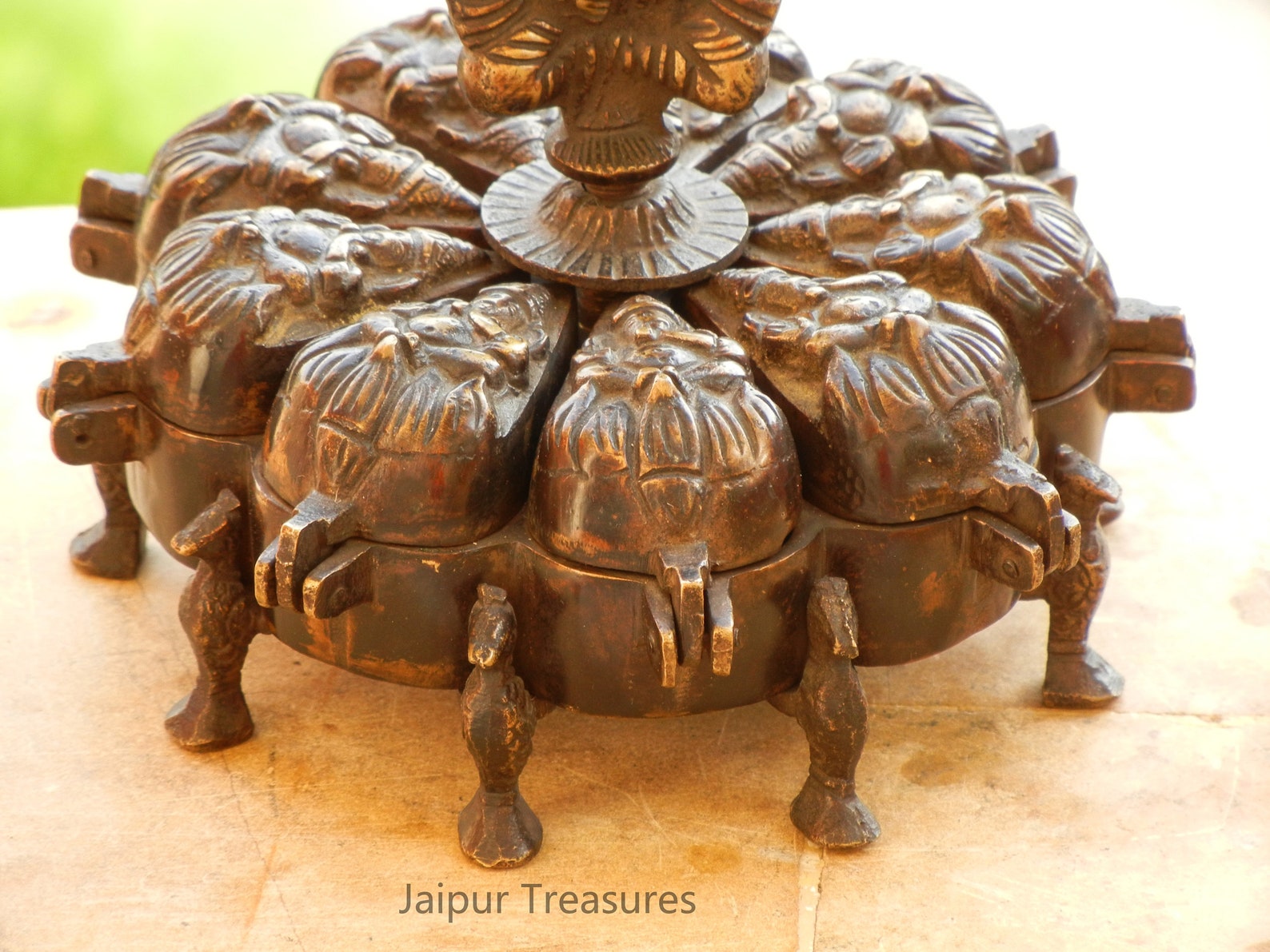 Brass Vintage Style Indian Ganesha Box 9 Compartment Box - Etsy