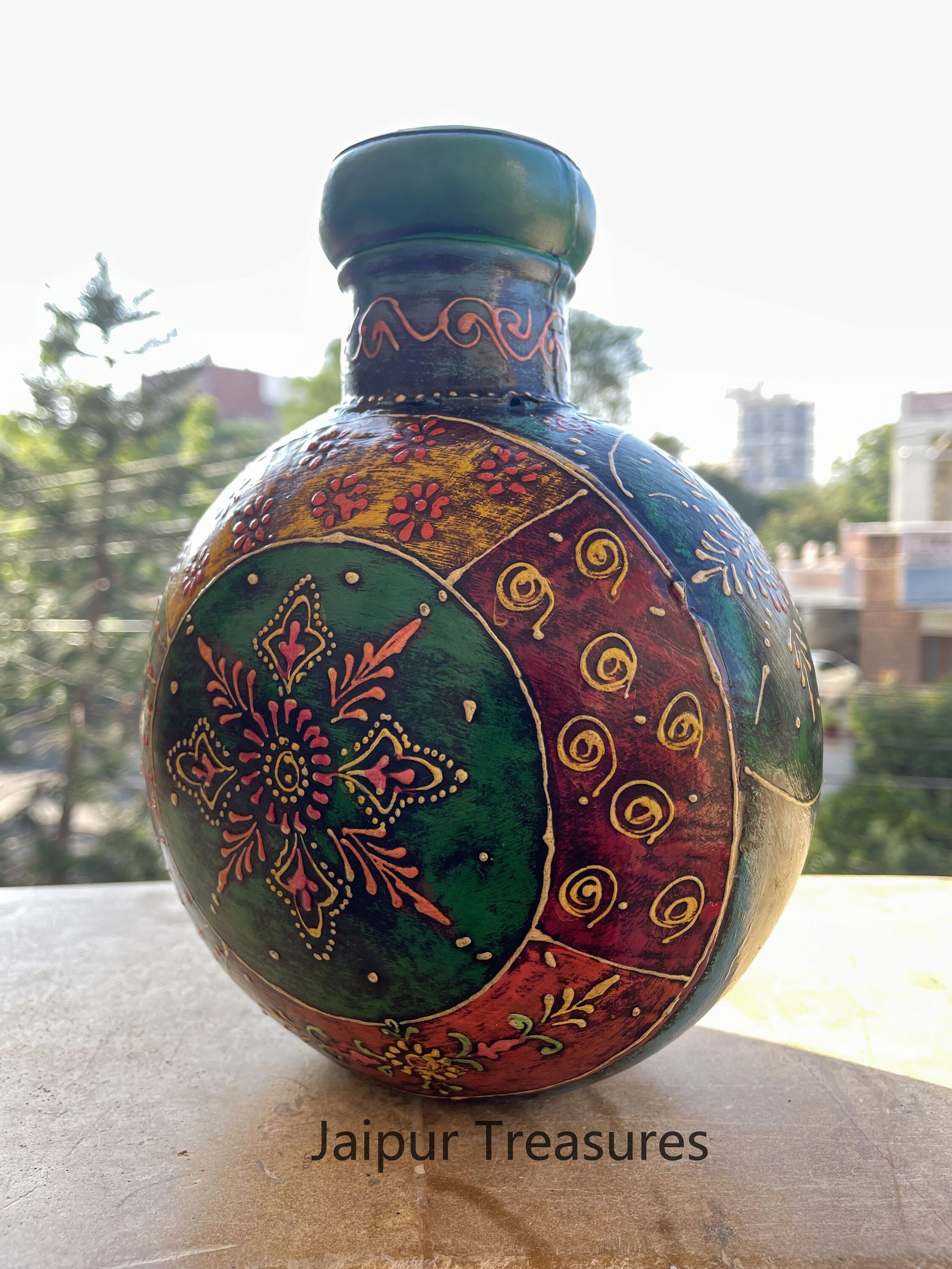 Metal Round Flower Pot Handi Vessel Flower Vase Indian - Etsy