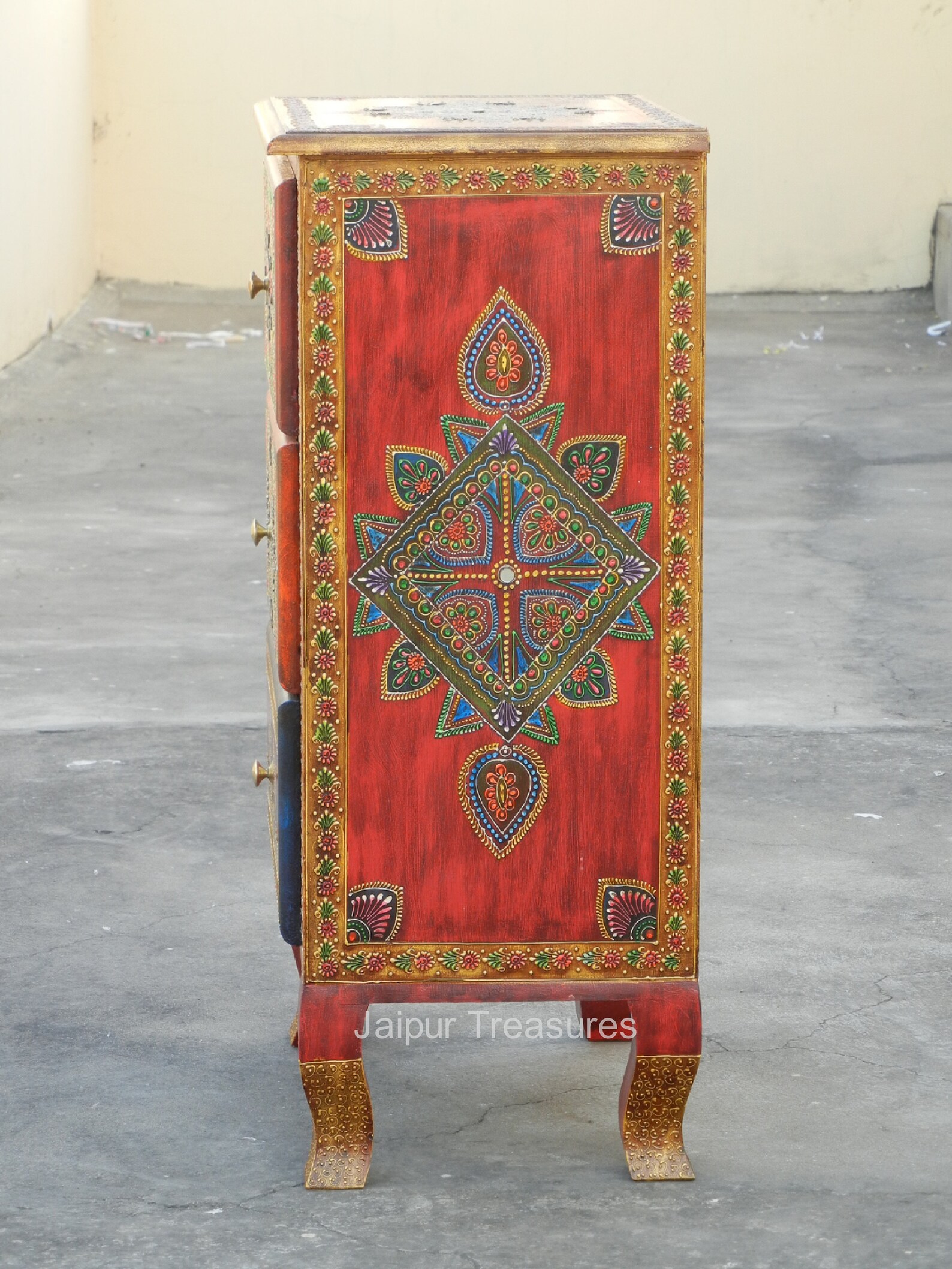 Wooden Indian Bedside Table With 3 Drawers Nightstand Side | Etsy