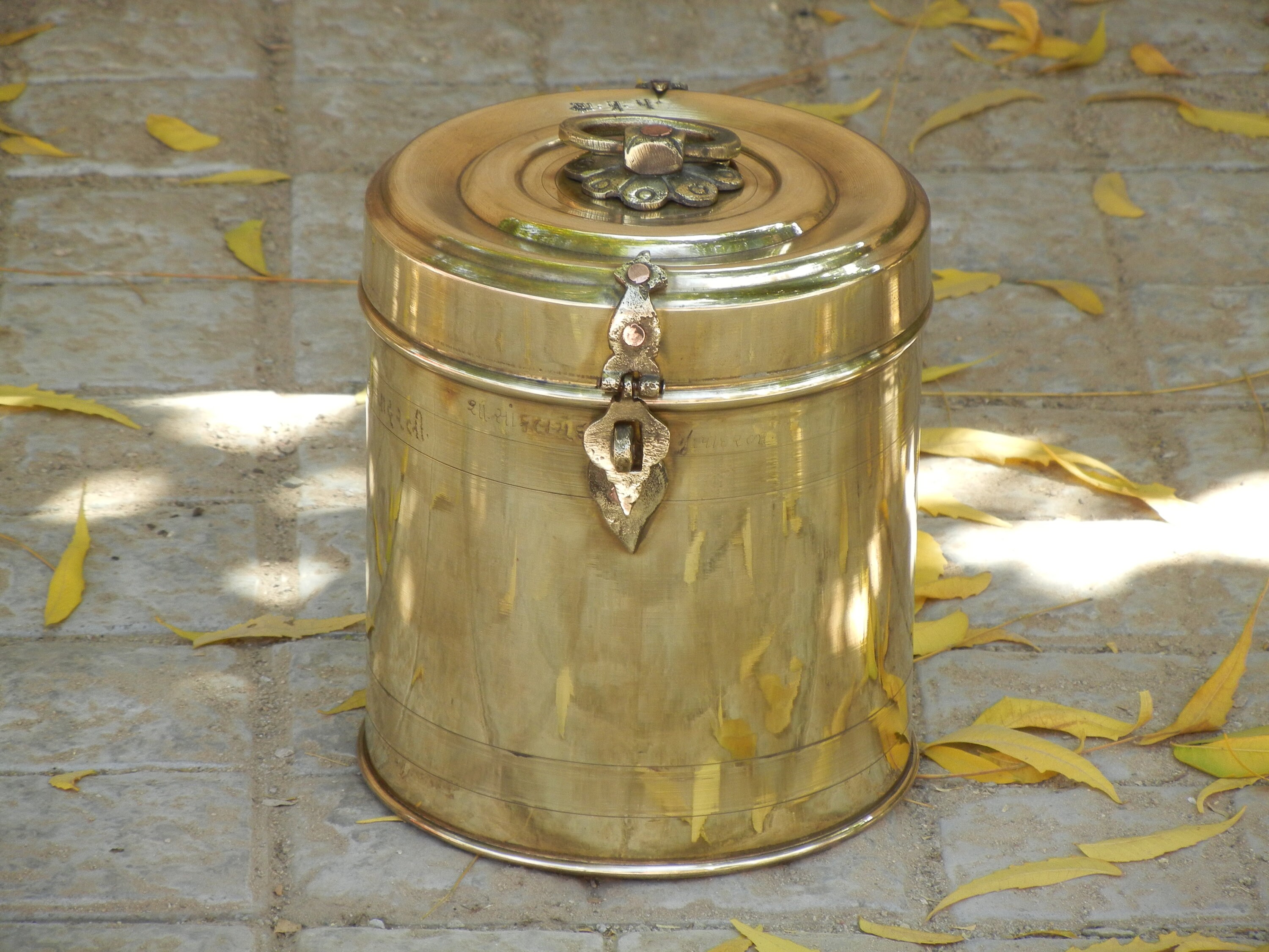 Vintage Old Indian Brass Jar, Container, Canister, Antique, Collectible ...