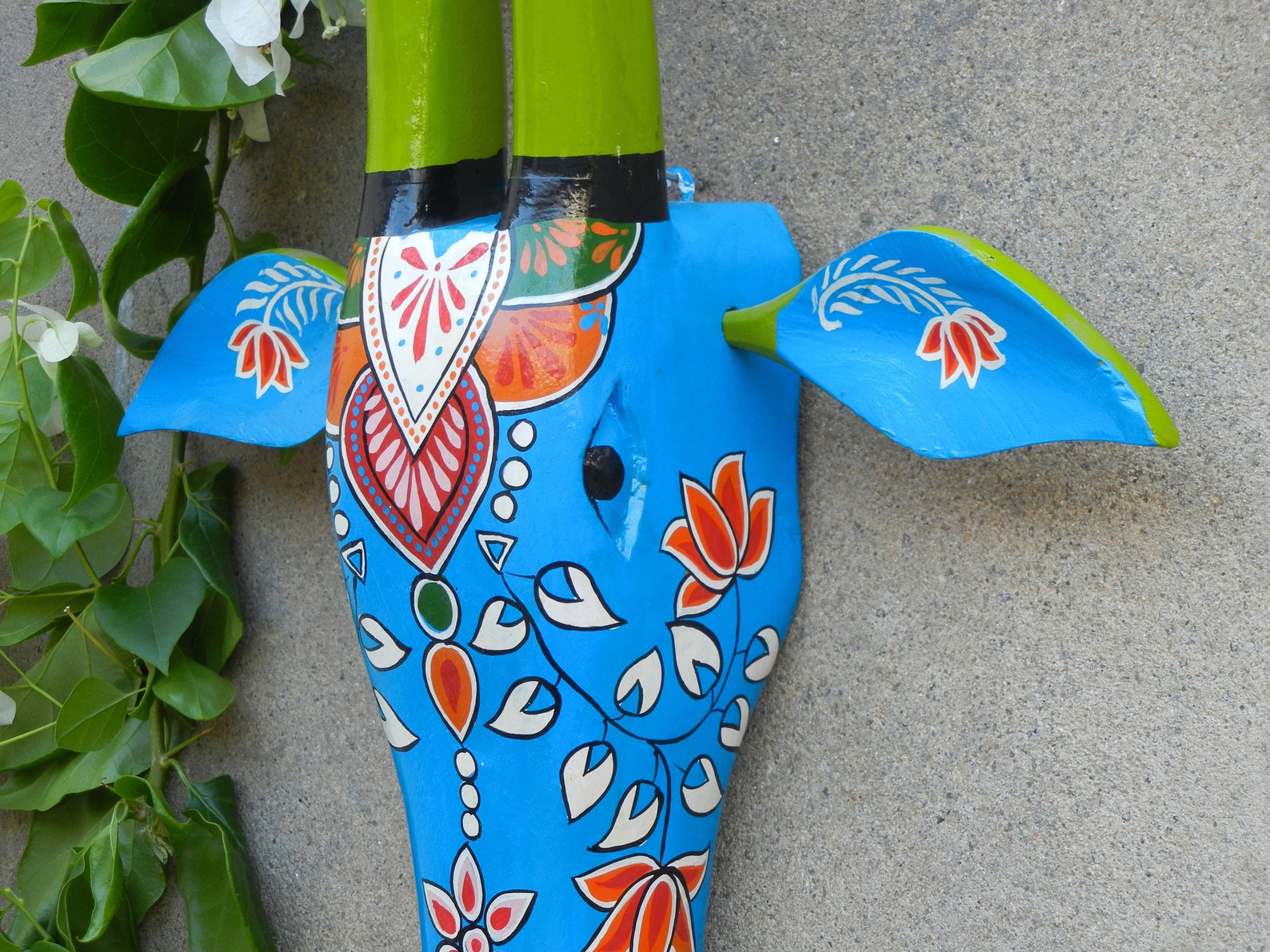 Wooden Cow Head Decorative Wall Decor Wall Hanging Ethnic - Etsy