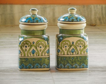 Ceramic Round Pickle Jar Achaar Barni Container Canister - Etsy India