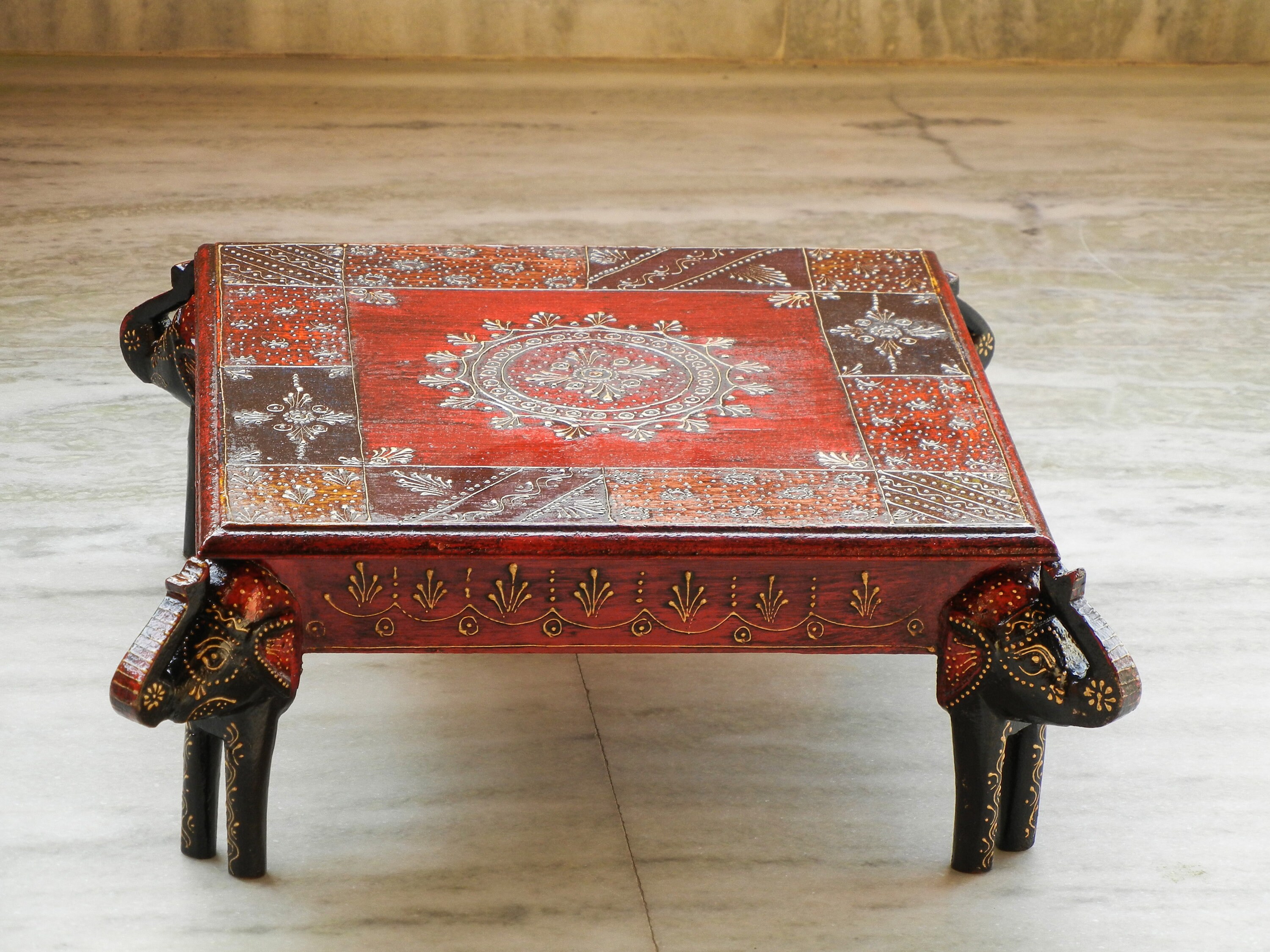 Wooden MDF Elephant Indian Chowki Bajot Footstool Bed - Etsy