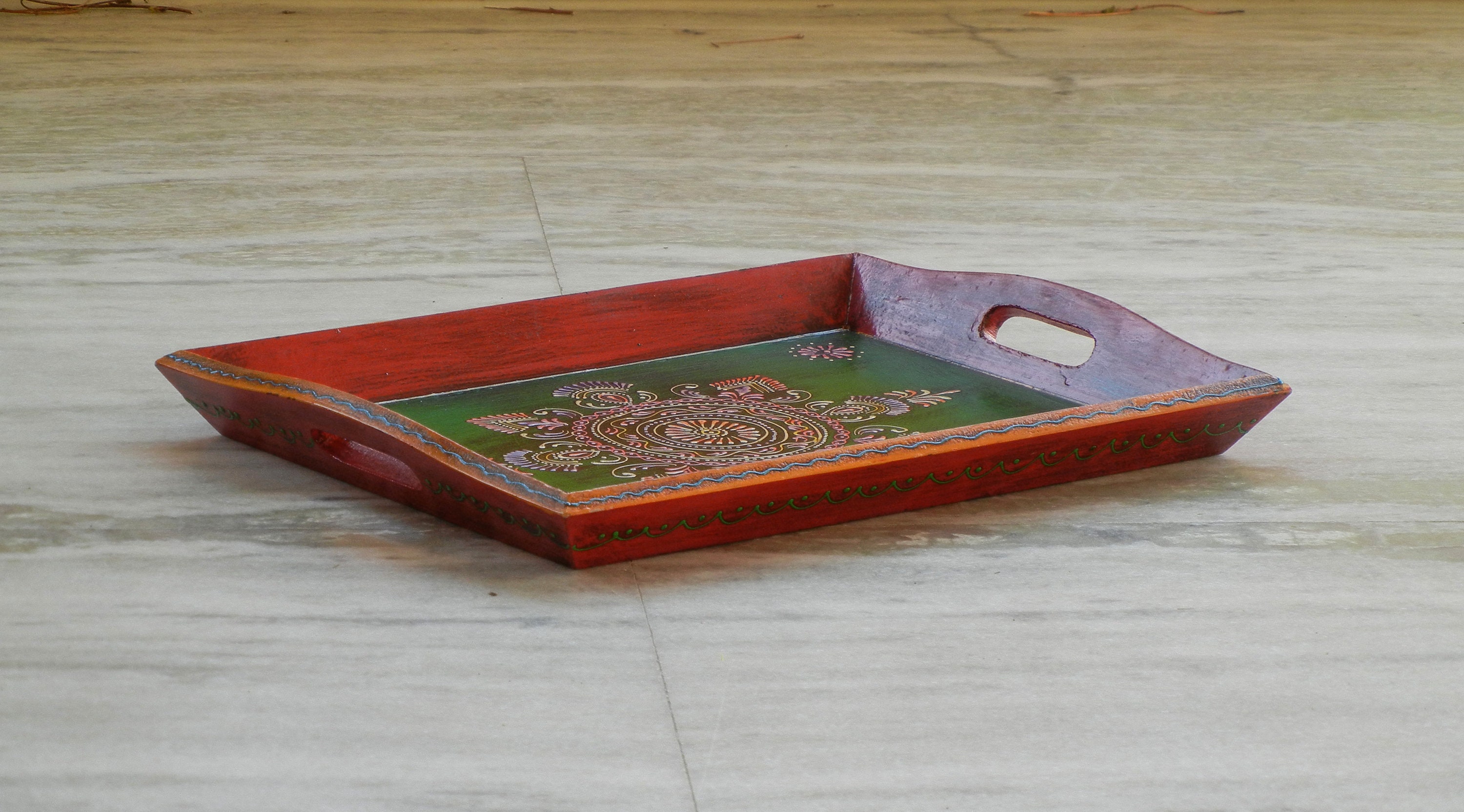 Wooden Decorative Tray, Painted Tray, Home Decor, Handmade Hand Painted ...