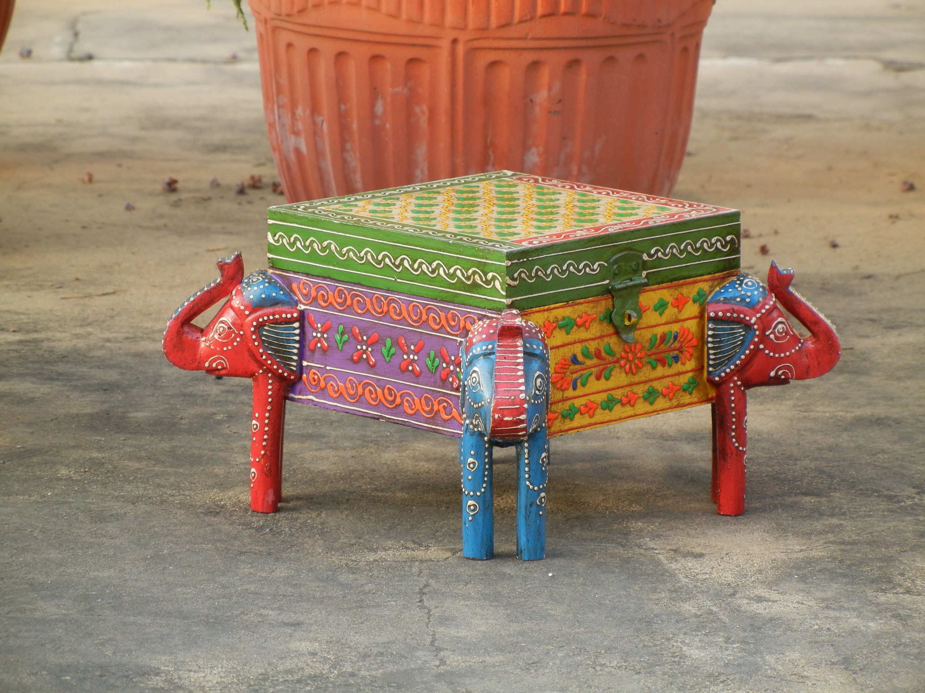 Vier Elefanten Kästchen aus Holz Aufbewahrungsbox Bemalter - Etsy.de