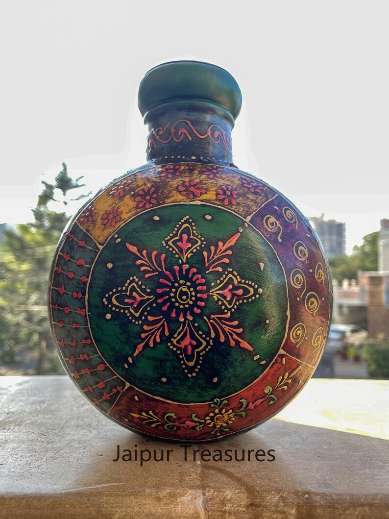 Metal Round Flower Pot Handi Vessel Flower Vase Indian - Etsy