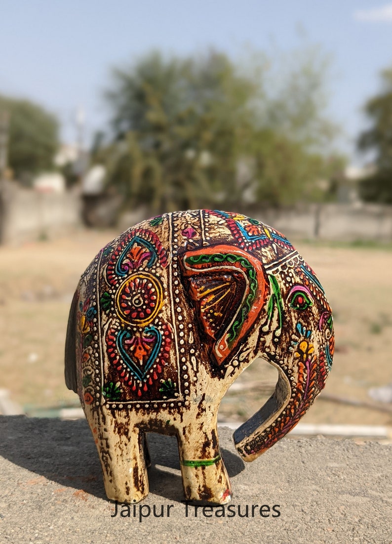 Wooden Mini Elephant Statue Figurine Showpiece Home Decor - Etsy