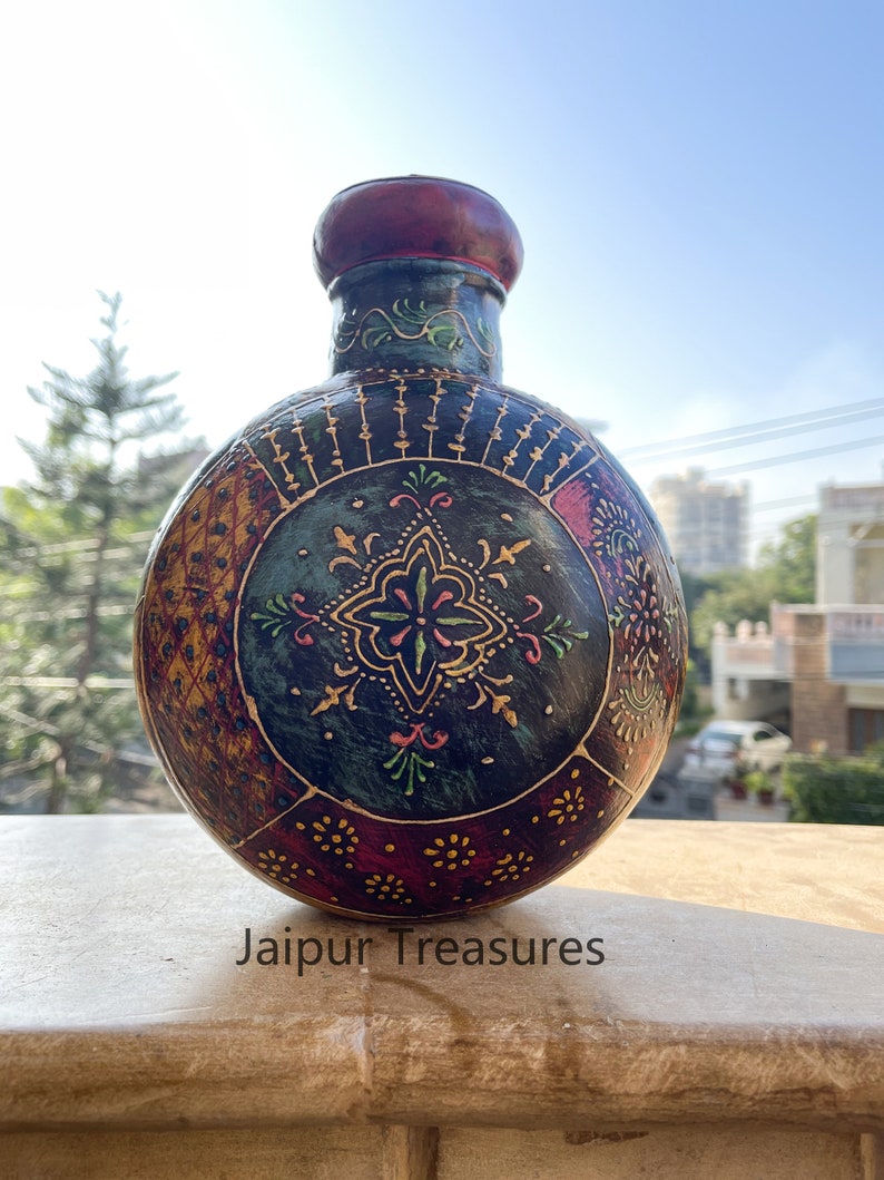 Metal Round Flower Pot Handi Vessel Flower Vase Indian | Etsy
