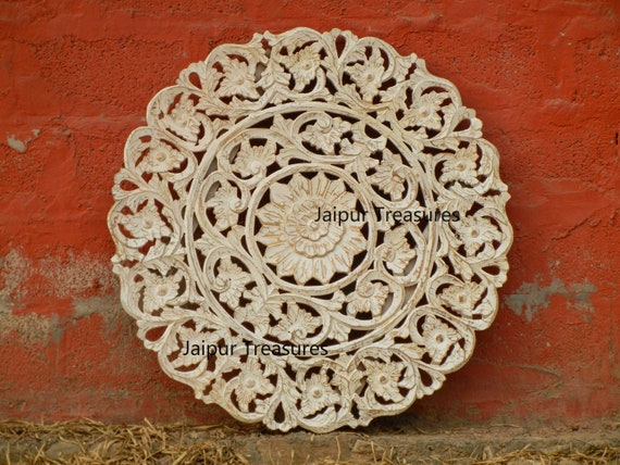 Wooden Hand Carved Wall Panel Round Wall Frame Round Wall - Etsy