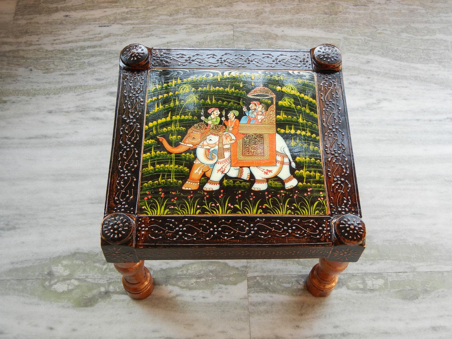 Wooden Pidha Chair Pouffe Ottoman Low Seat Stool - Etsy