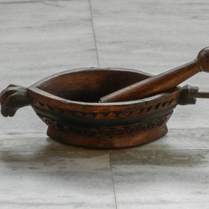 Vintage Old Wooden Mortar and Pestel, Okhal, Moosal, Moosali ...