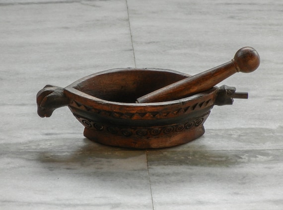 Vintage Old Wooden Mortar and Pestel Okhal Moosal Moosali - Etsy