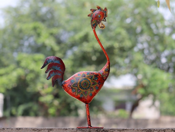 Wooden & Metal Hen Chicken Statue Figure Showpiece | Etsy