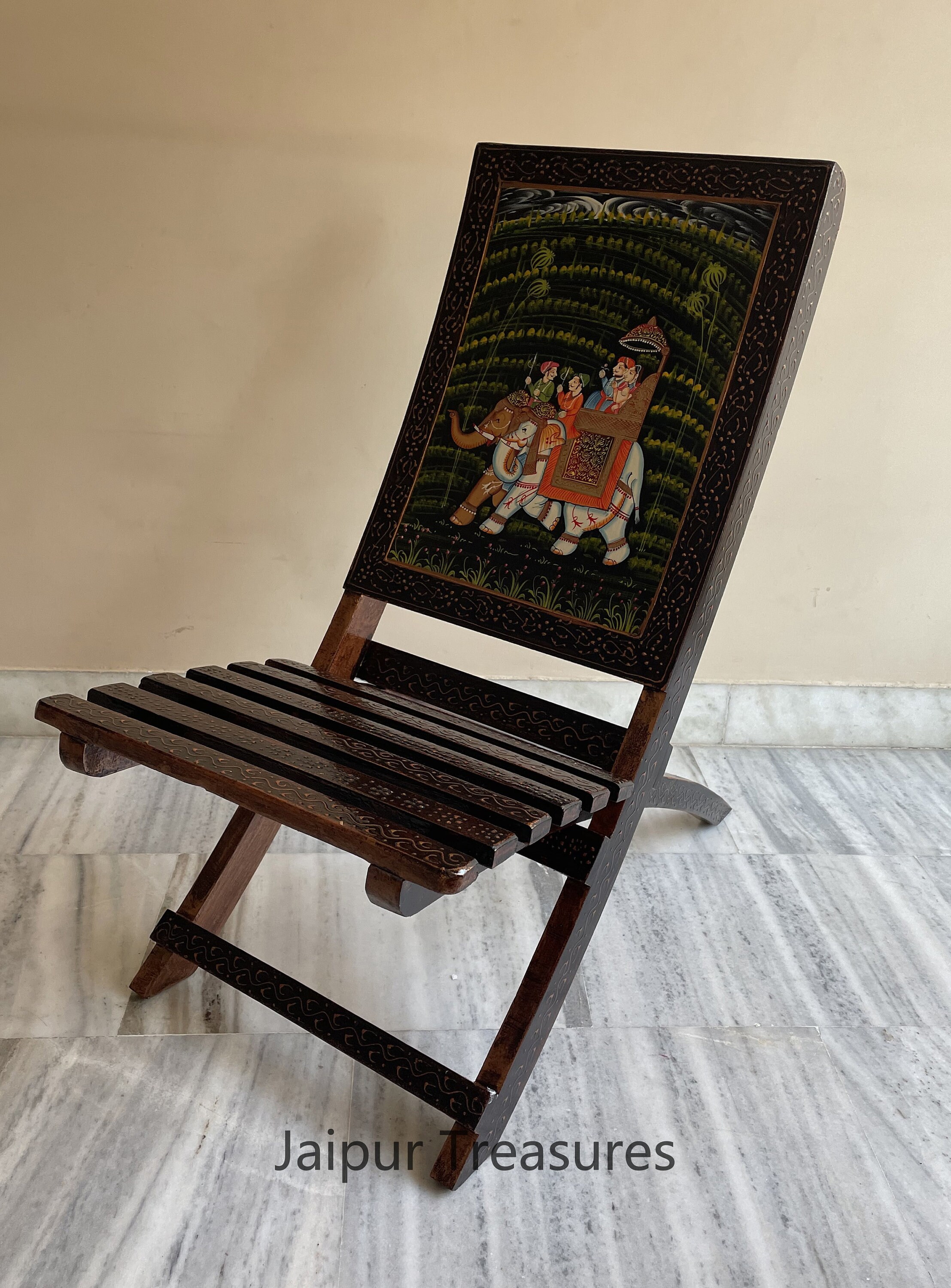 Wooden Sitting Chair Living Room Decor Indian Ethnic Style | Etsy