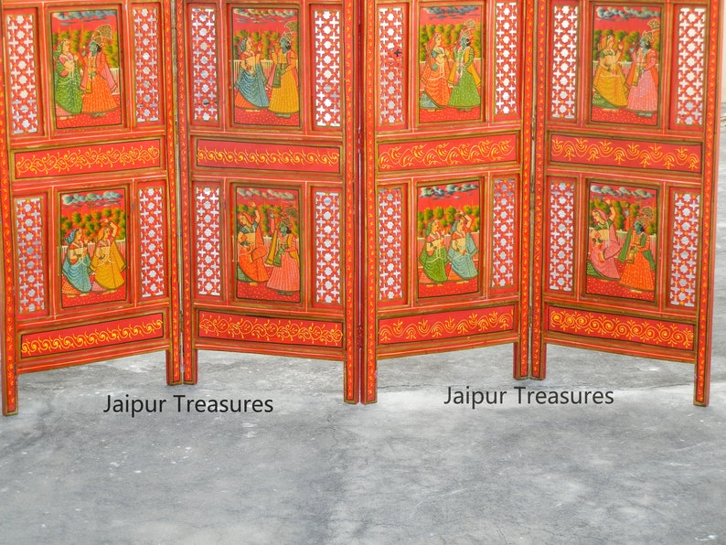 Wooden Indian Painted Screen Room Divider Partition Panel - Etsy