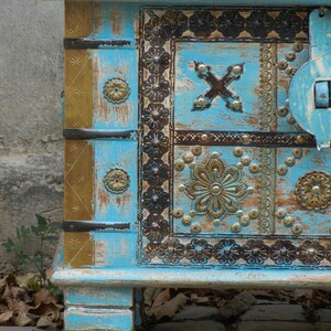 Wooden and Brass Sheet Trunk Box Distress Finish Vintage - Etsy