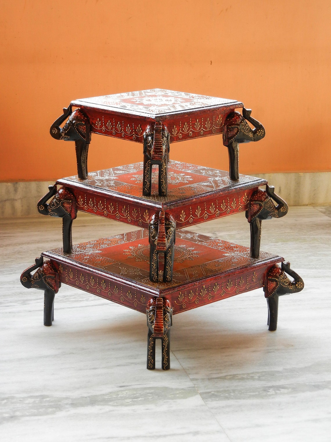 Wooden MDF Elephant Indian Chowki Bajot Footstool Bed - Etsy