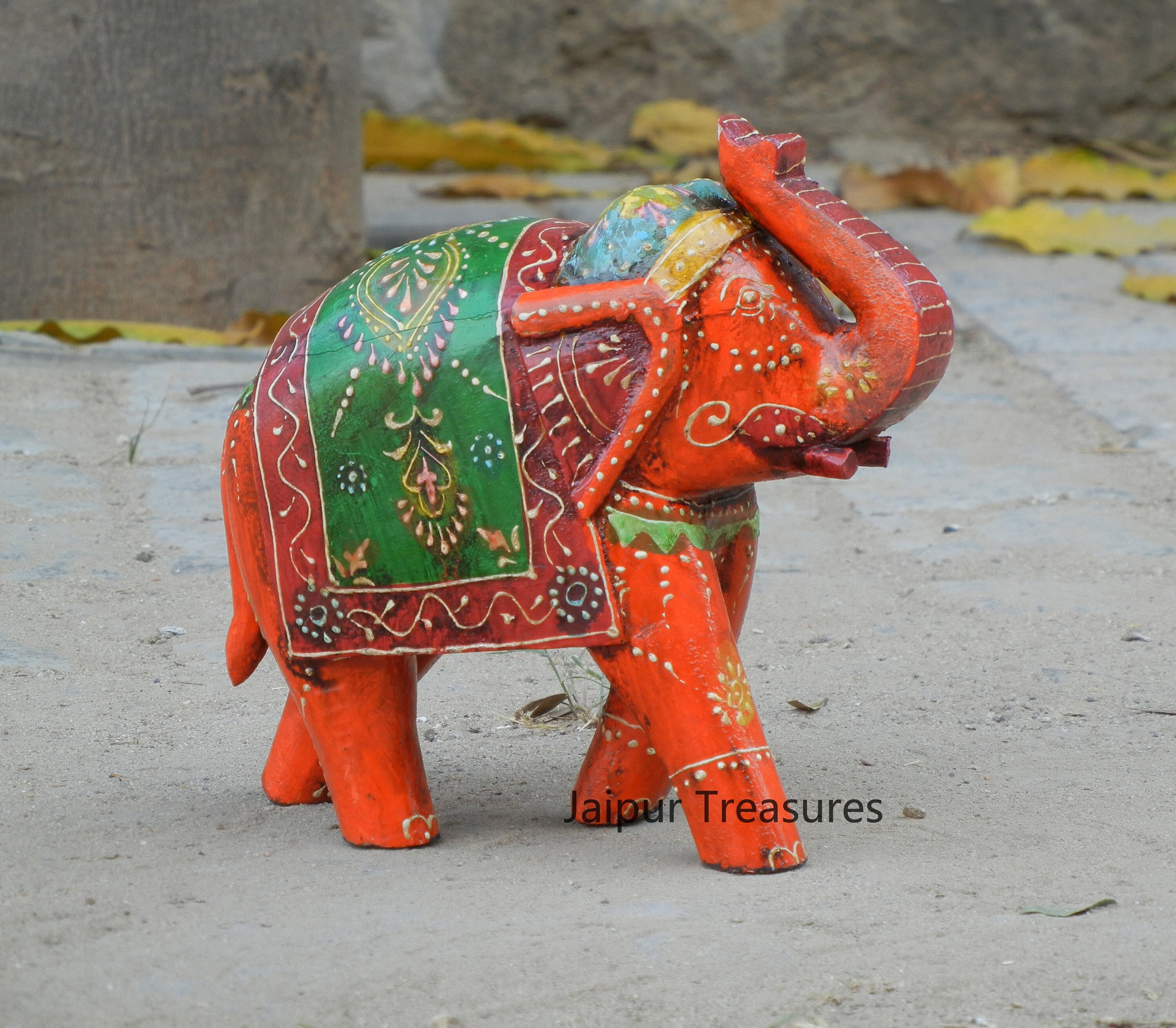 Wooden Colorful Elephant Statue Figure Showpiece Home - Etsy