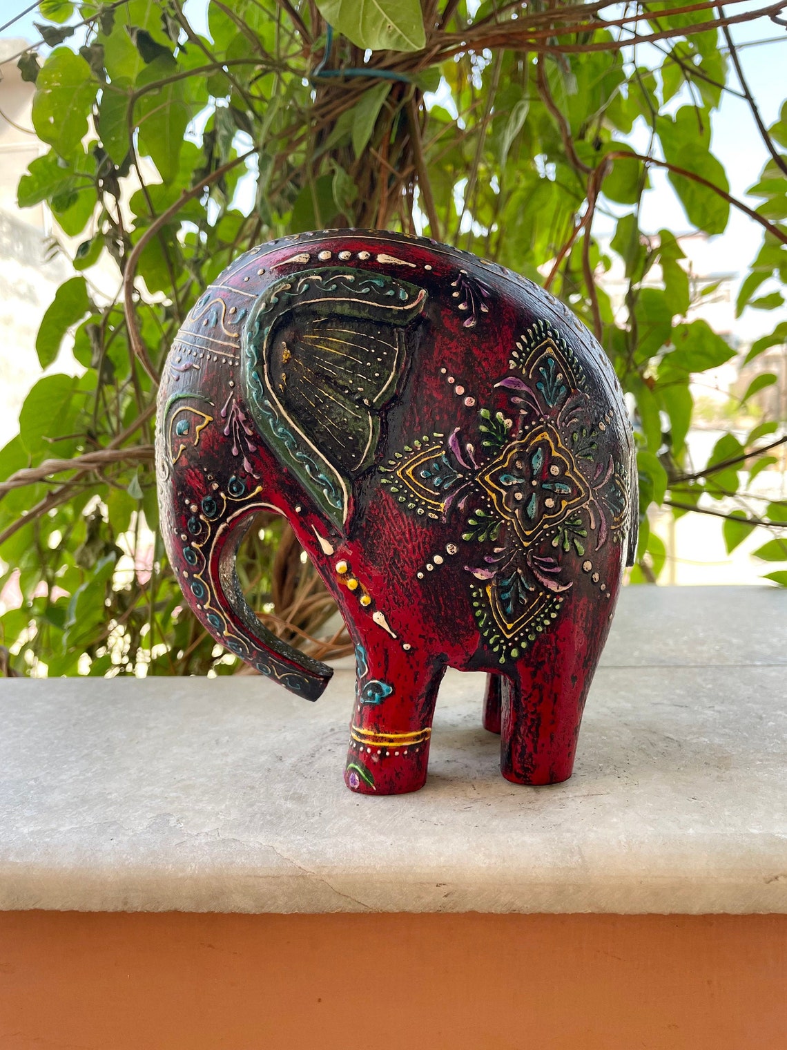 Wooden Mini Elephant Statue Figure Showpiece Home Decor - Etsy