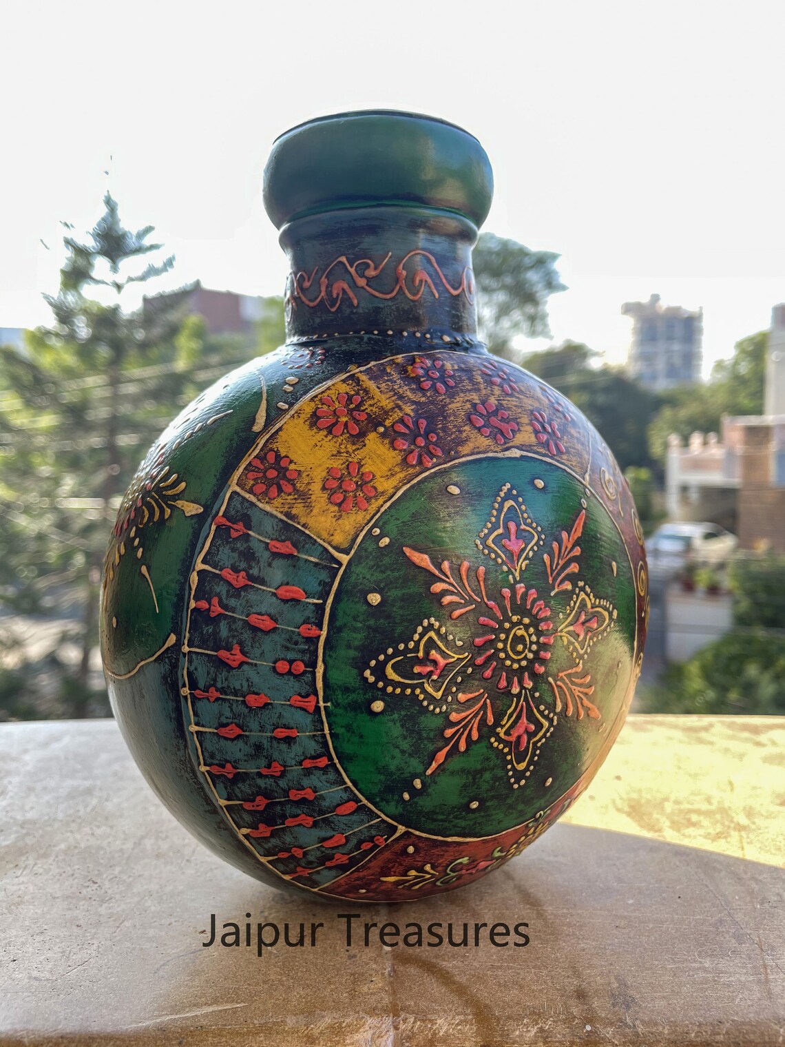 Metal Round Flower Pot Handi Vessel Flower Vase Indian - Etsy