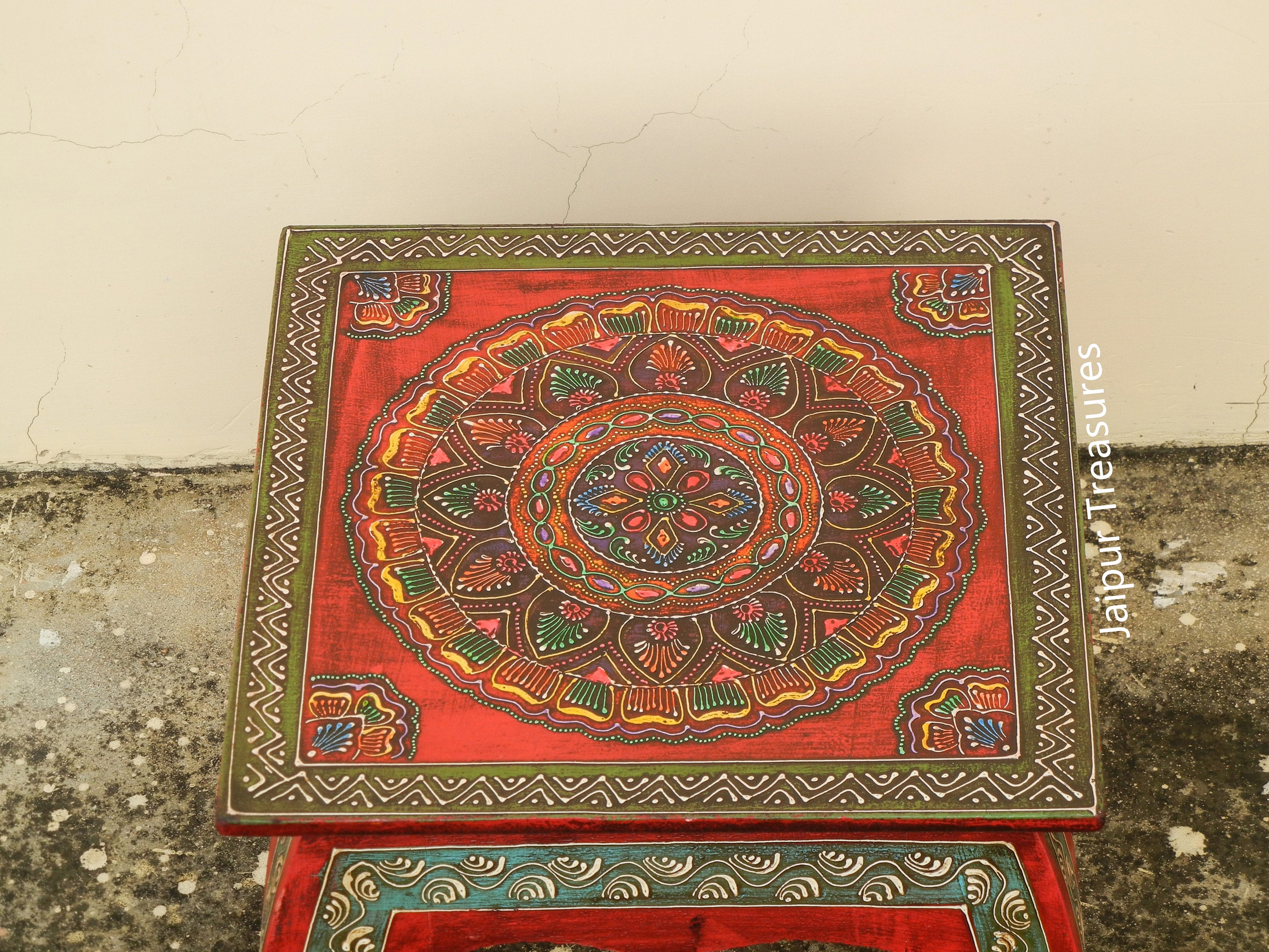 Wooden Indian Stool Footstool Ottoman Pouffe Bench chair | Etsy