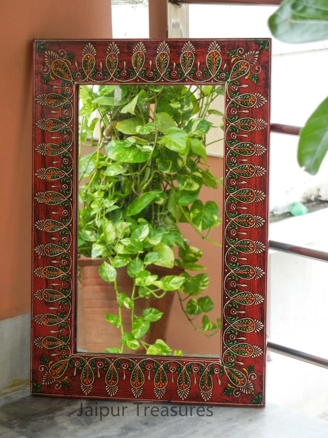 Wooden Wall Mirror Indian Traditional Ethnic Style Handmade | Etsy