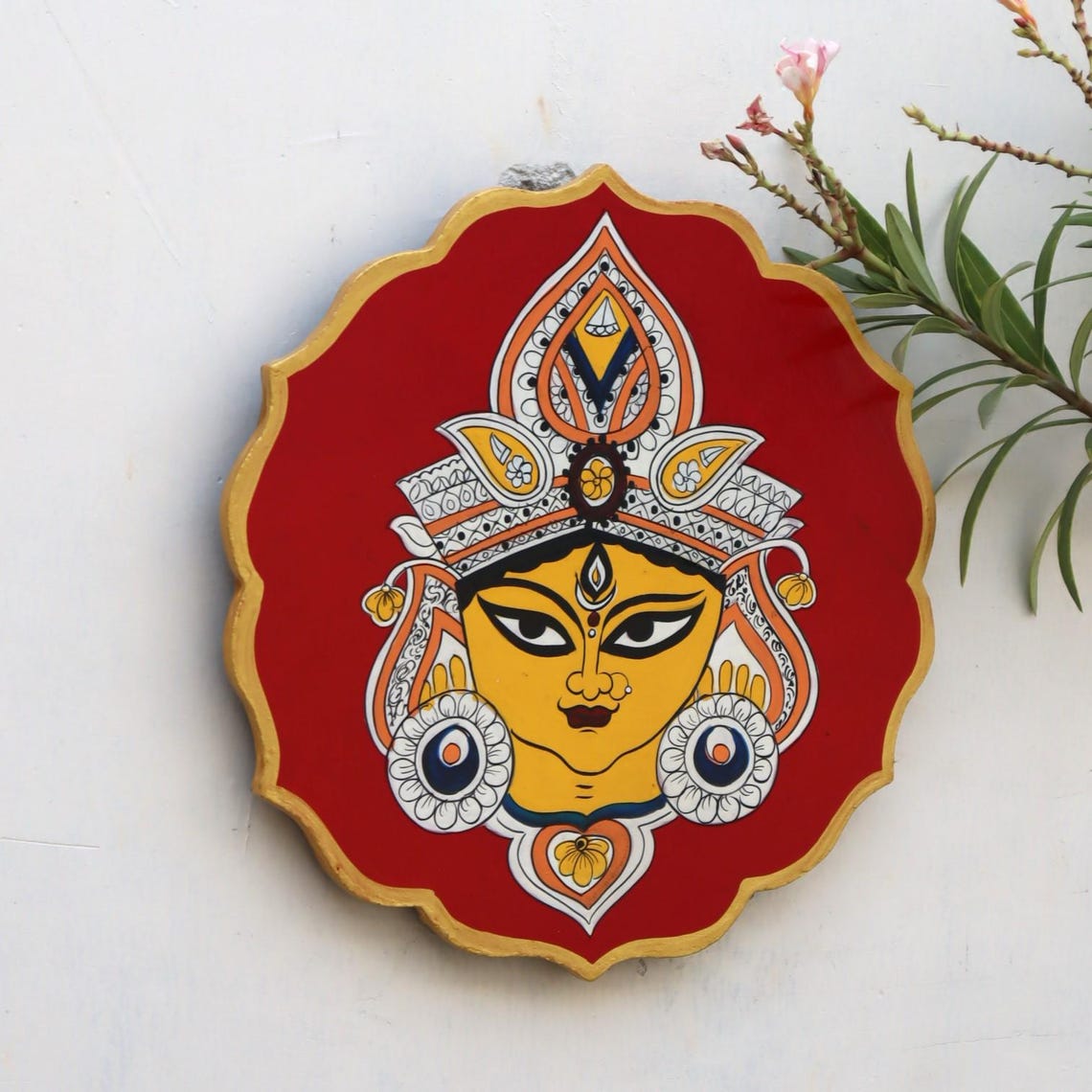 Wooden Krishna Wall Plates Set of 2, Handmade Indian Pichwai Style ...
