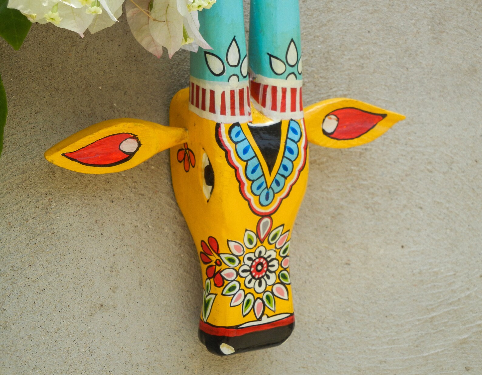 Wooden Cow Head Decorative Wall Decor, Wall Hanging, Ethnic Indian ...