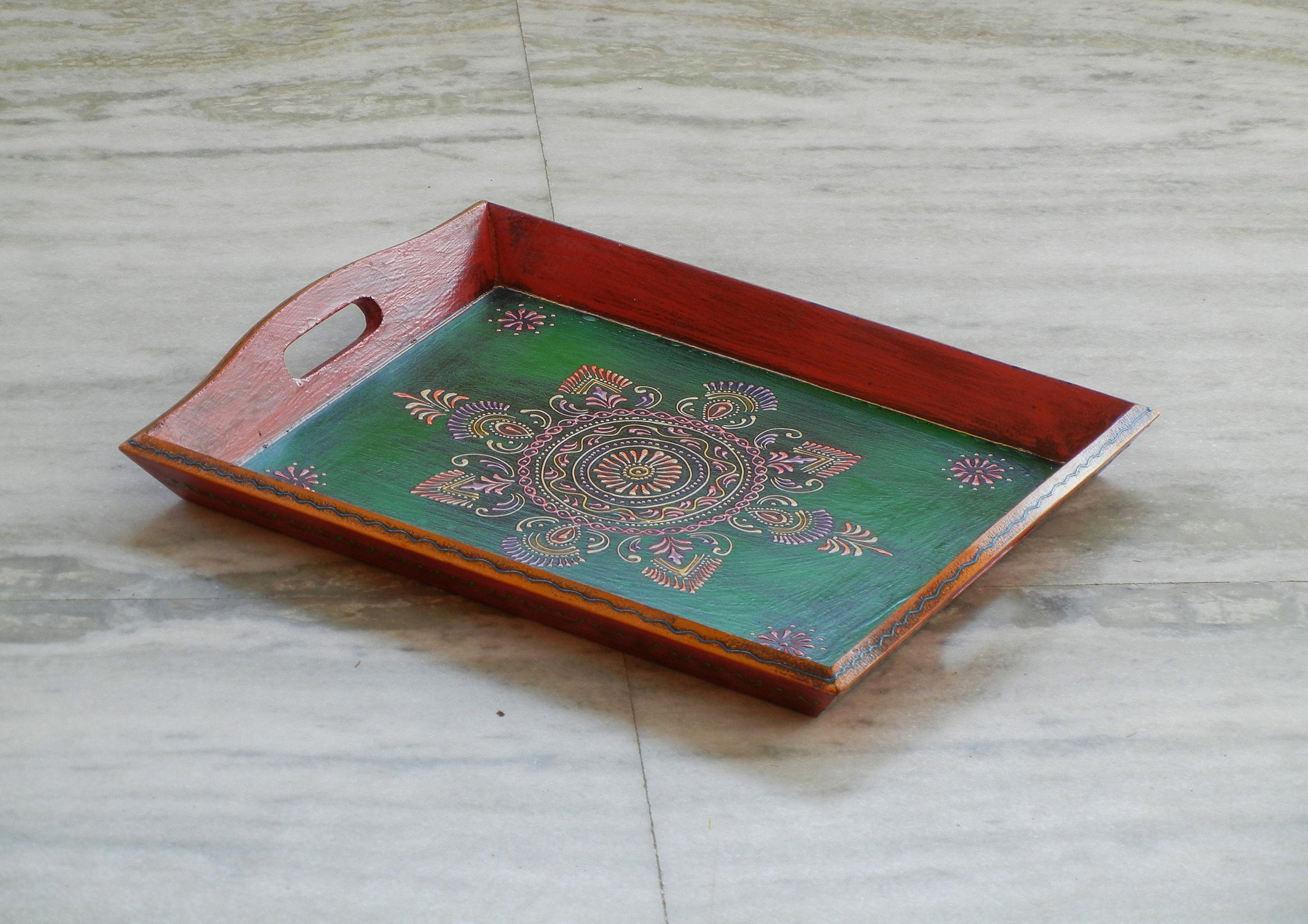 Wooden Decorative Tray Painted Tray Home Decor Handmade | Etsy