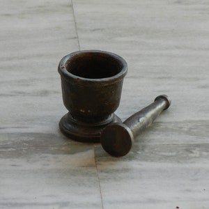 Vintage Old Iron Mortar and Pestel, Okhal, Moosal, Moosali, Traditional ...