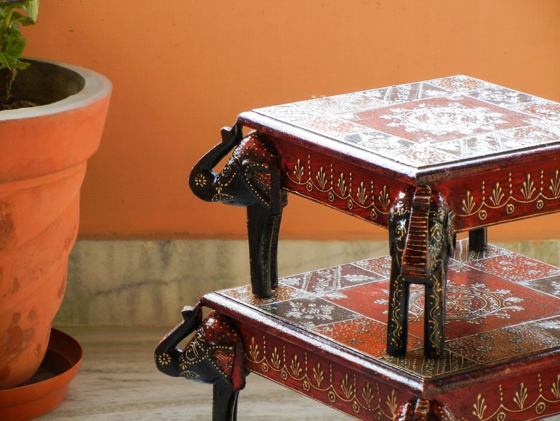 Wooden MDF Elephant Indian Chowki Bajot Footstool Bed | Etsy