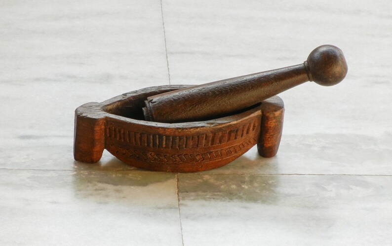 Vintage Old Wooden Mortar and Pestel Okhal Moosal Moosali - Etsy