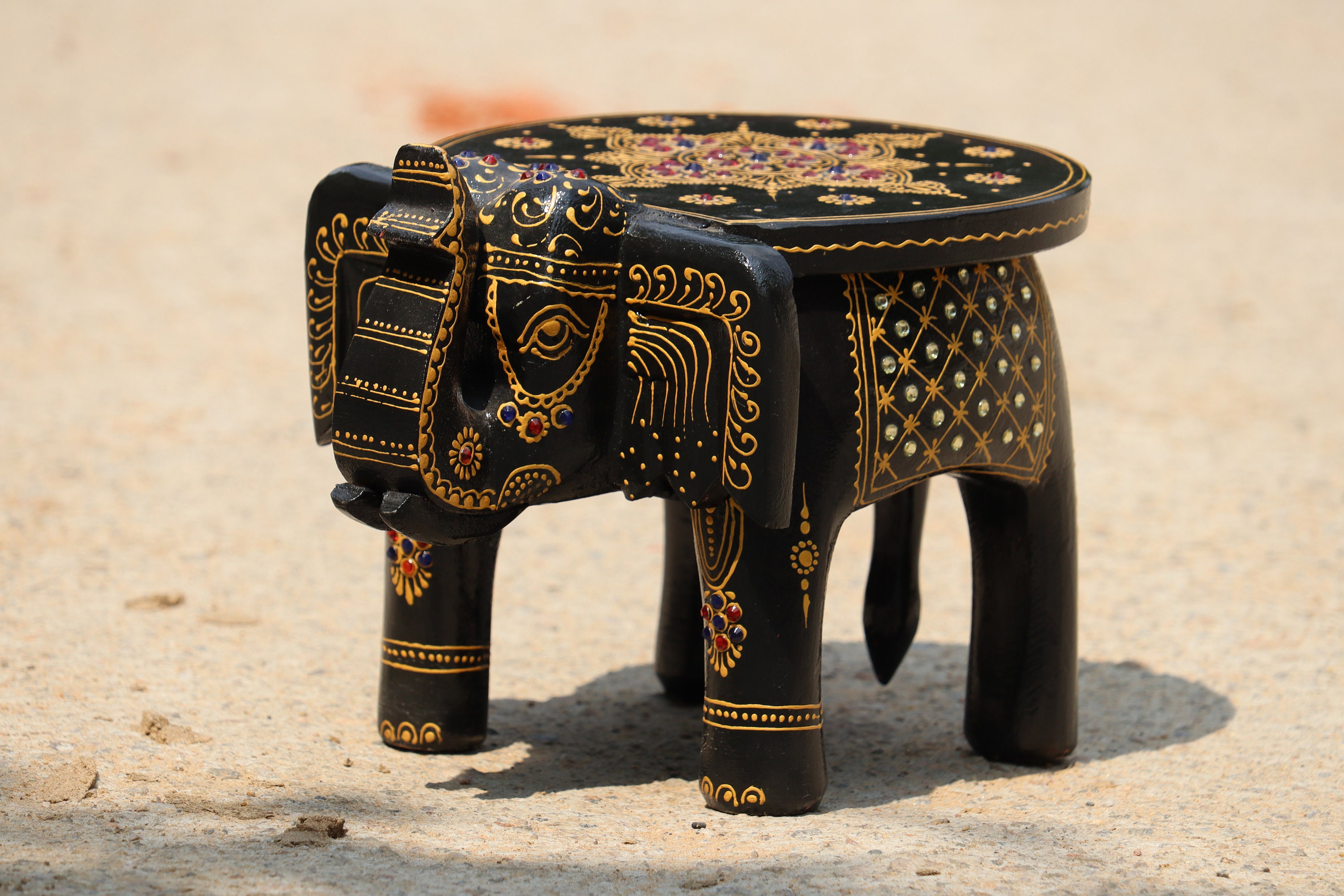 Wooden Elephant Stool Side Table End Table Footstool - Etsy