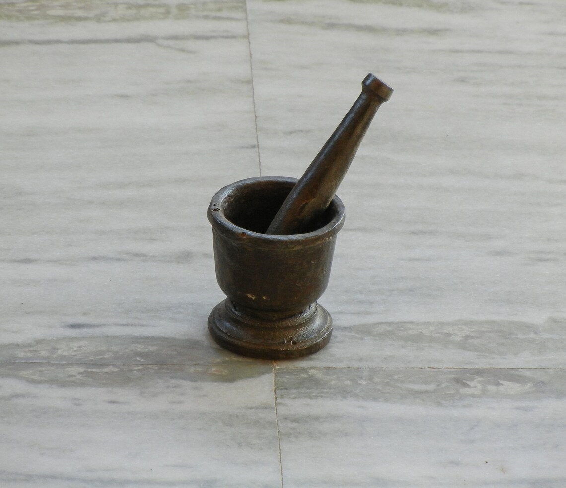 Vintage Old Iron Mortar and Pestel, Okhal, Moosal, Moosali, Traditional ...