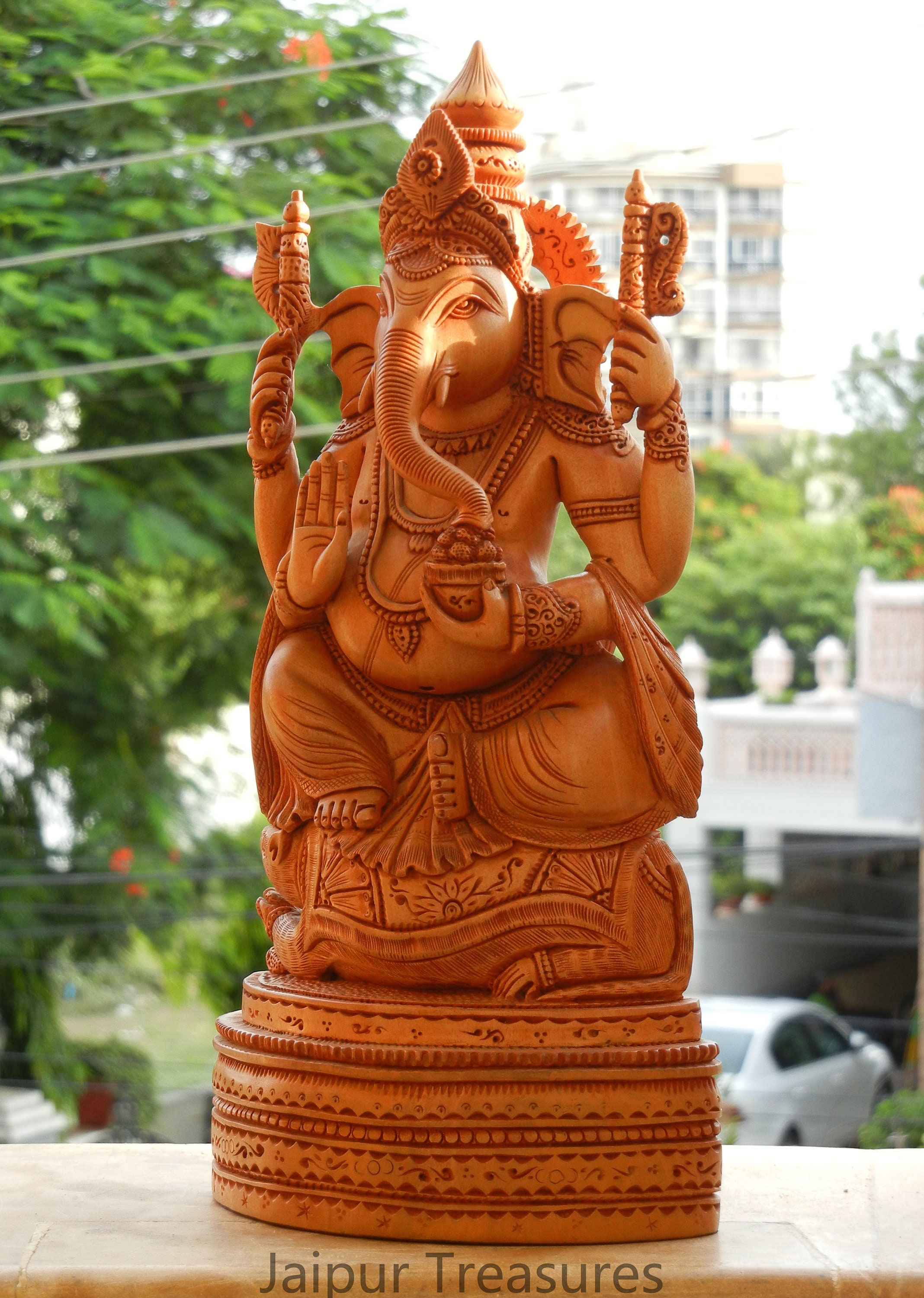 Kadam Wood Handmade Lord Ganesh Idol Hindu Home Décor | Etsy