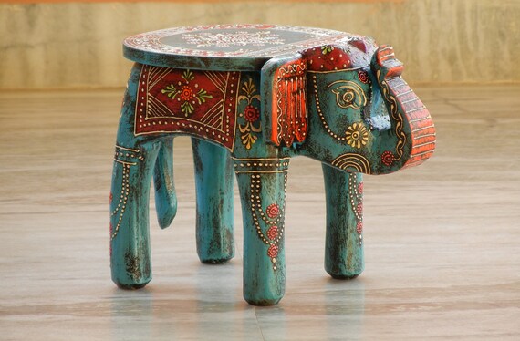 Wooden Elephant Stool Side Table End Table Footstool | Etsy