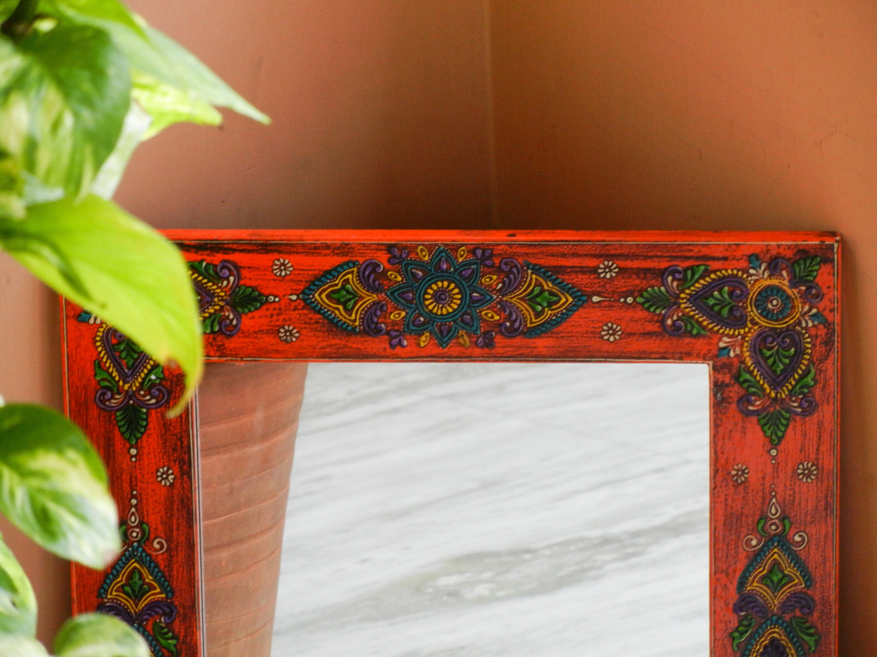 Wooden Wall Mirror Indian Traditional Ethnic Style Handmade - Etsy