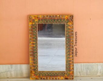 Wooden Wall Mirror Indian Traditional Ethnic Style Handmade | Etsy