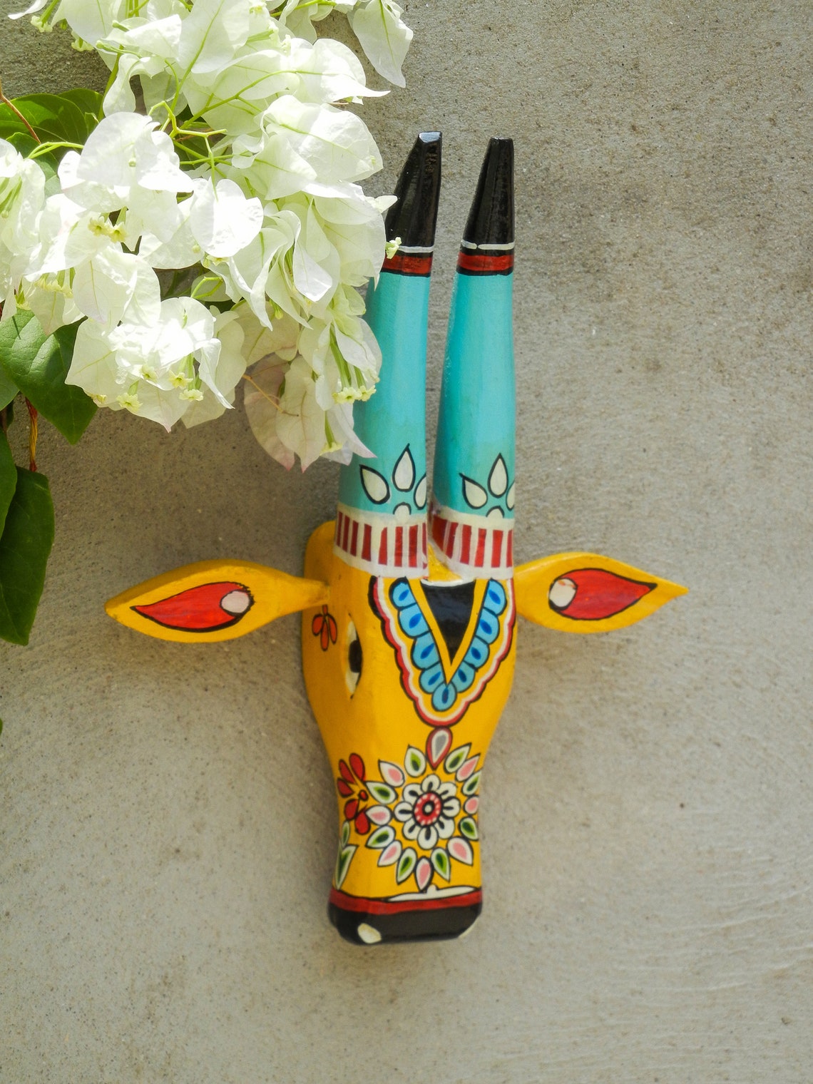 Wooden Cow Head Decorative Wall Decor, Wall Hanging, Ethnic Indian ...