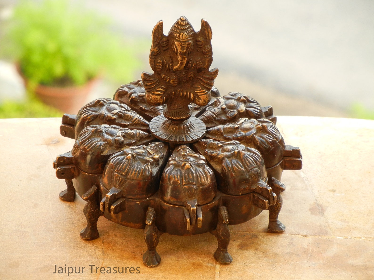 Brass Vintage Style Indian Ganesha Box 9 Compartment Box - Etsy